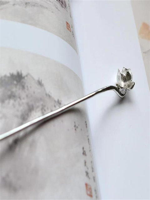 Chinese style 925 Silver Shishi three -dimensional lotus hair buns ...