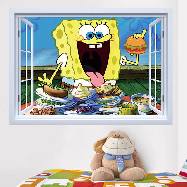 Spongebob Window Creative Door Sticker Dormitory Bedroom Renovation ...