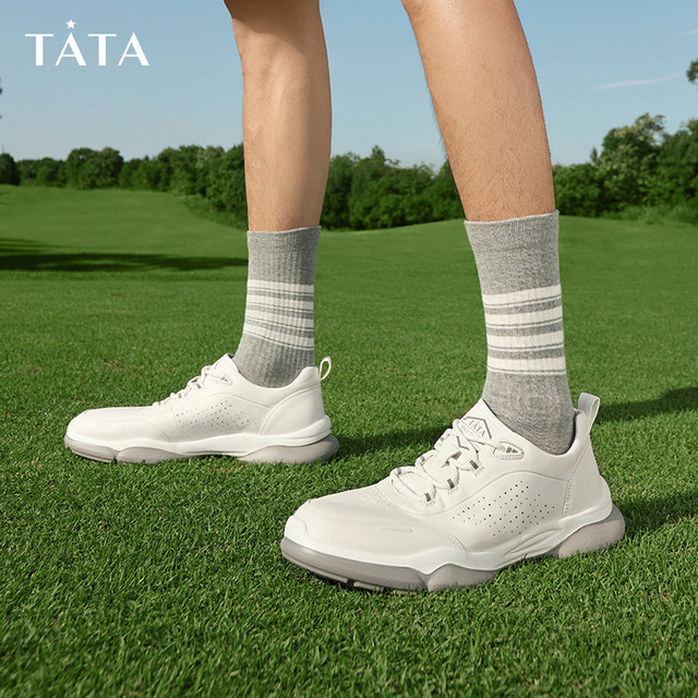 Tata casual sports shoes men's genuine leather lightweight soft sole ...