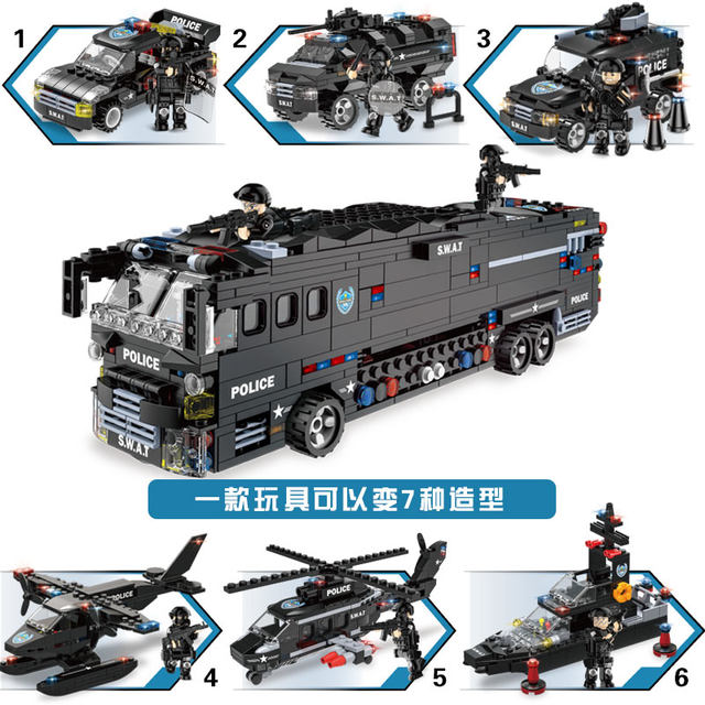 Woma building blocks legao toy SWAT Storm mobile combat bus boy ...