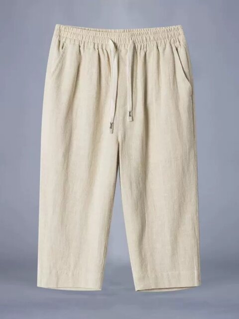 Lineypot pants men's summer thin loose ramy short pants cotton pants ...