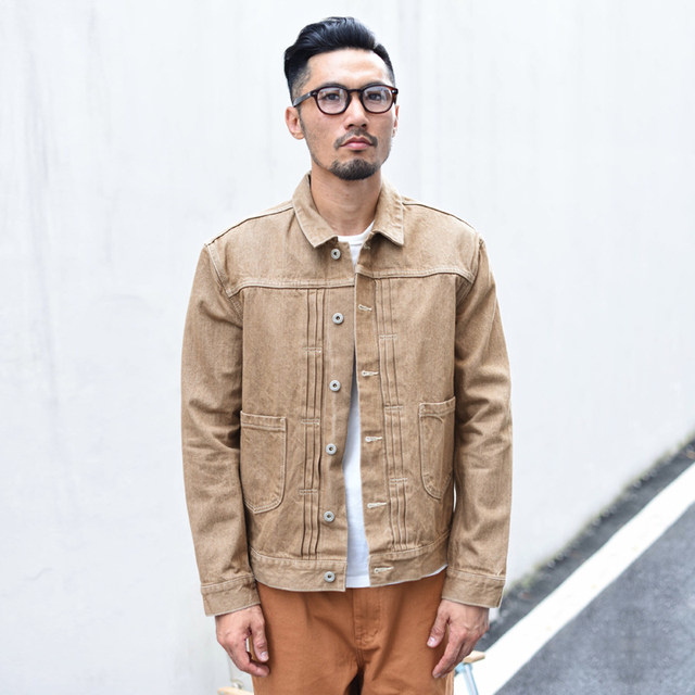 Dip Vulcanized Khaki Jacket Antique Loom Red Ear Denim Jacket Men's ...