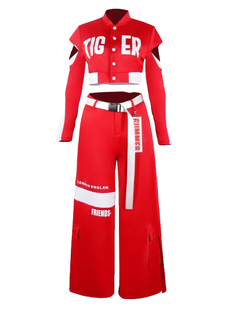 Women's group costumes red hip-hop street dance costumes Korean dance ...