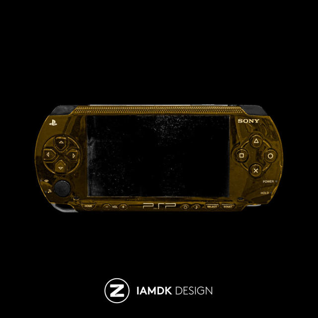 Trendy retro PSP controller game console equipment screen demonstration ...