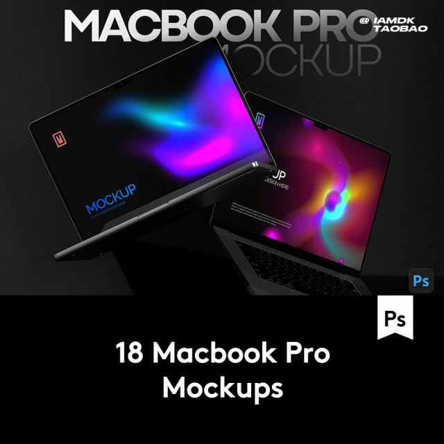 18 websites WEB UI design display black style MacBook Pro laptop PS ...