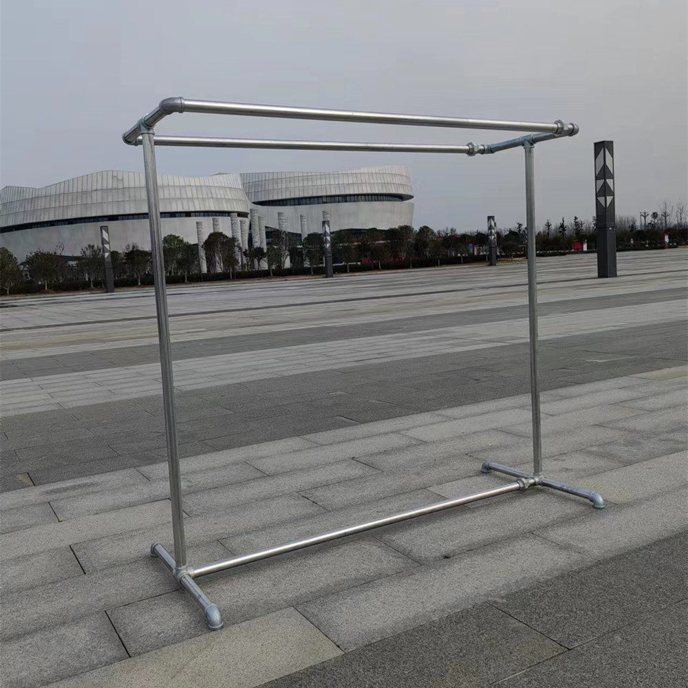 Clothing display rack Longmen retro stand -up bar double bar night ...