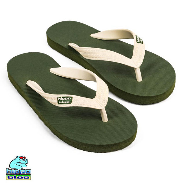 hippoBLOO Thailand imported hippocampal latex hill slippers white matcha green men and women ...