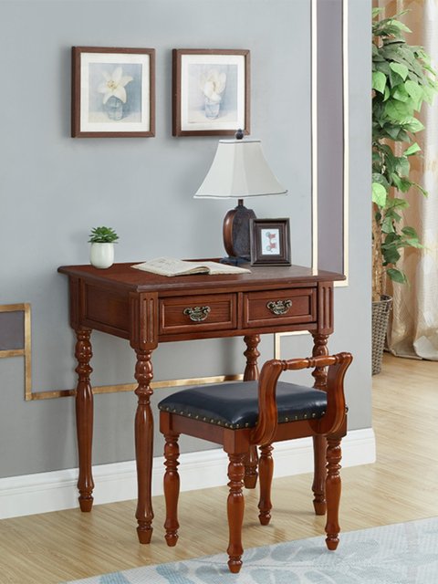 Simple solid wood desk American retro desk office desk European bedroom ...