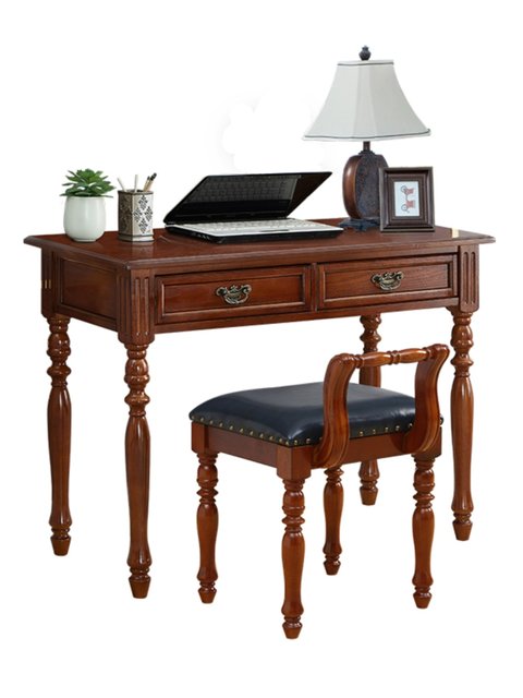 Simple solid wood desk American retro desk office desk European bedroom ...