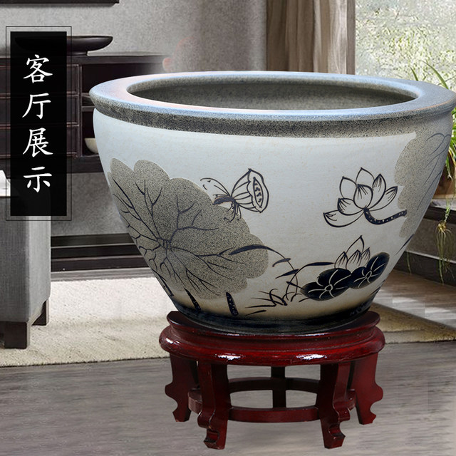 Ceramic fish tank, fish tank, balcony, water lily, lotus tank, outdoor ...