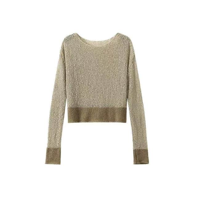 Daizzei ~ French retro contrasting empty krane knit sweater female ...