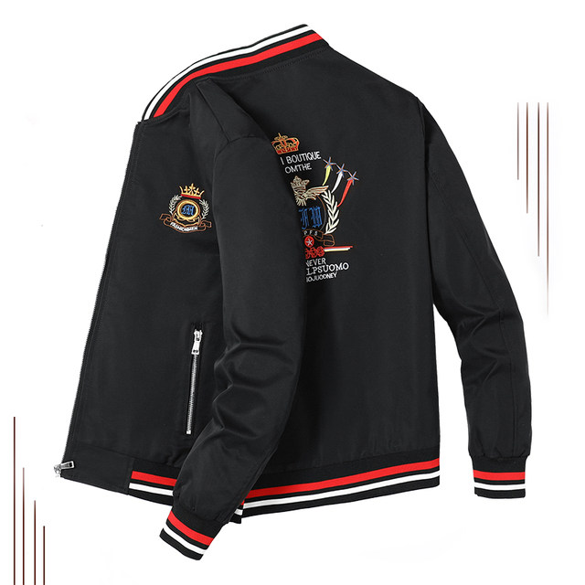 Mature and Handsome Men's Embroidered Flight Jacket, Men's Spring ...
