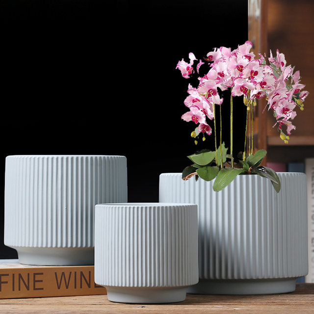 Flower pot ceramic household white light luxury high-end living room ...