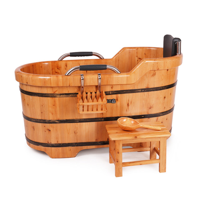 Cedar wood adult bath bucket thickened wooden bathtub household ...