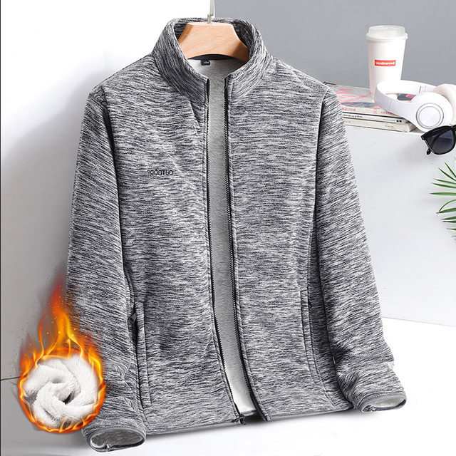 Snow fox velvet jacket men's autumn and winter plus velvet thickened polar fleece jacket spring ...