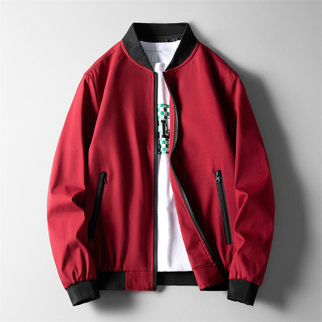 Red jacket men's spring and autumn baseball collar jacket business ...