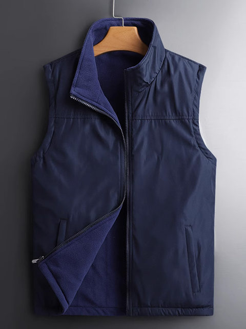 High-end brand vest men's double-sided winter middle-aged and elderly vest dad's vest warm ...