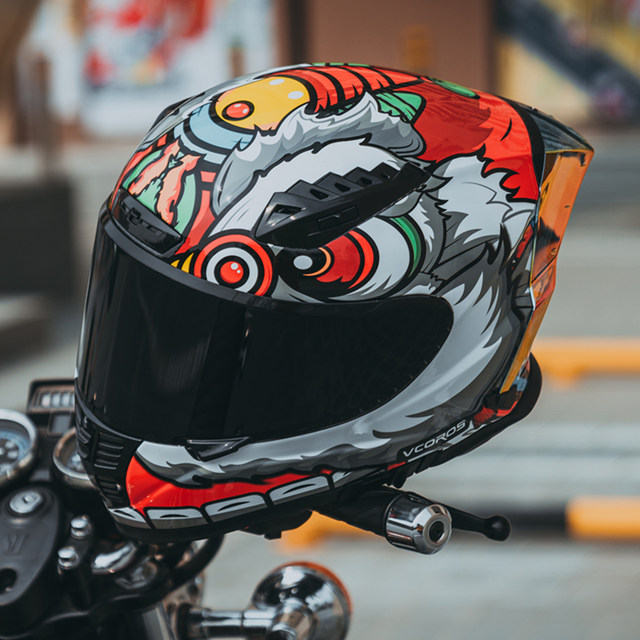 VCOROS carbon fiber helmet motorcycle men and women large tail wing ...