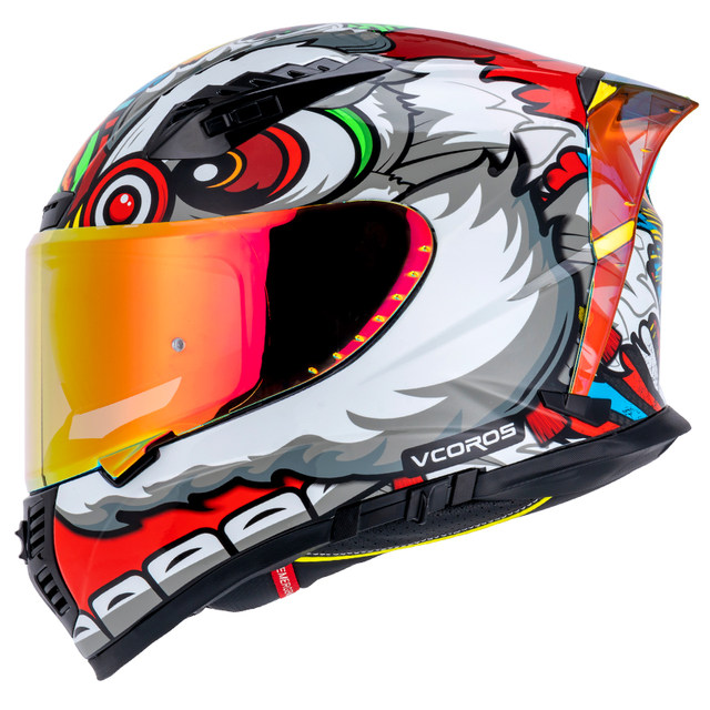 VCOROS carbon fiber helmet motorcycle men and women large tail wing ...