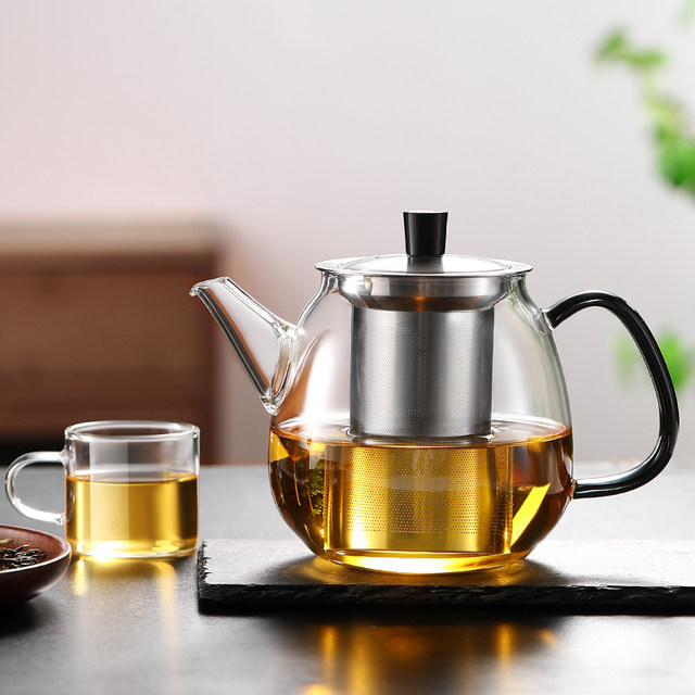 Glass teapot for making tea at home, high temperature resistant single ...