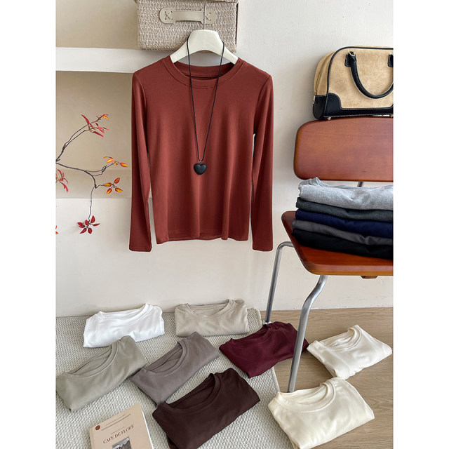Japanese and Korean retro simple basic layered long-sleeved T-shirt ...