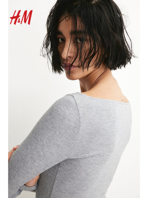 HM spring women's fashion casual and versatile slim fit fine knitted ...