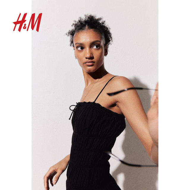 HM Women's Dress 2024 Summer Summer Simple Wind Simple Cotton Comfort ...