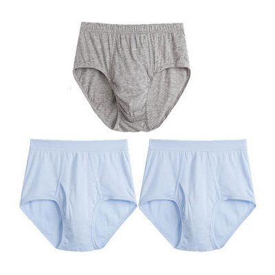 Three-gun underwear men's pure cotton high-waist ribbed elastic briefs ...