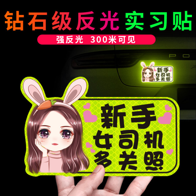 Intern female driver special car stickers novice on the road sign funny ...