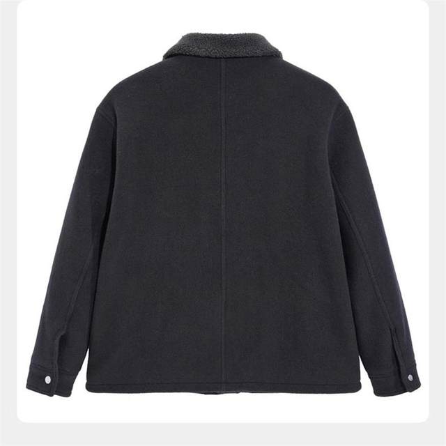 Bird series winter men's thickened woolen lapel jacket imitation lamb ...
