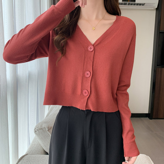 Autumn and winter new versatile v-neck long-sleeved sweater tops spring ...