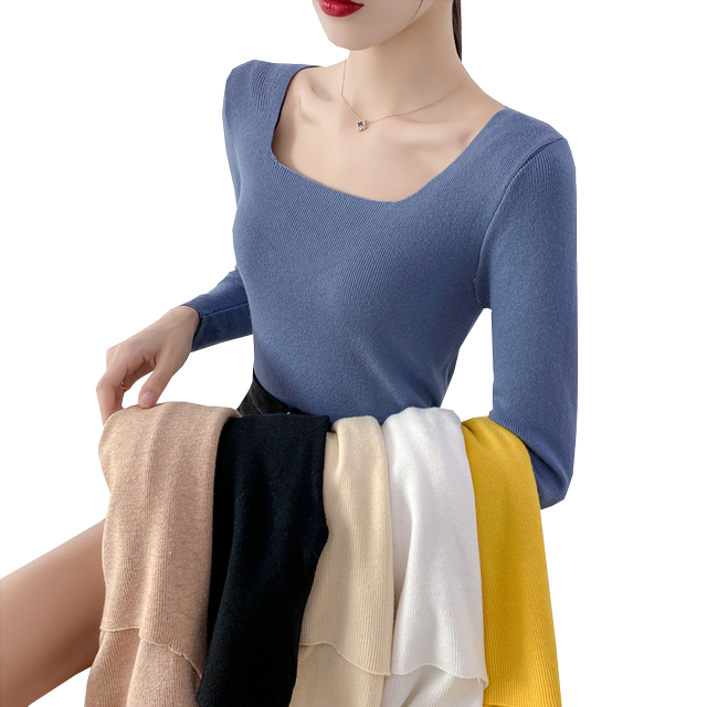Autumn and winter 2024 new slim -fitting tight -fitting square collar ...