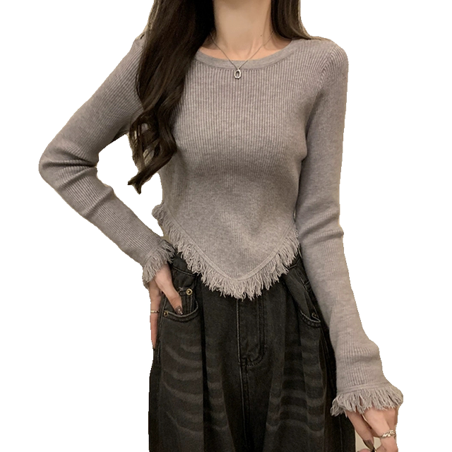Early autumn Short Slim Small long -sleeved bottoming sweater top qi qi ...
