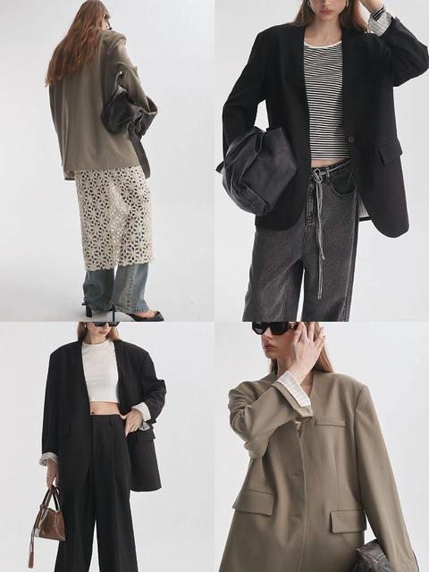 Slo Minimalist Collarless Boyfriend Style Suit Loose and Easiest for ...