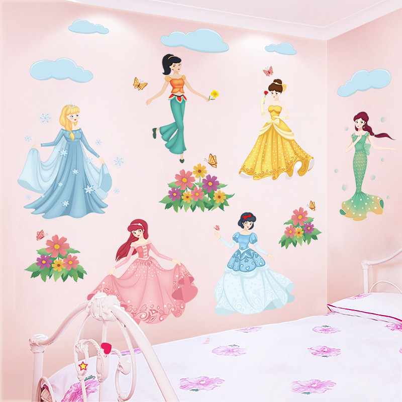 Cartoon Prinzessin Wandsticker - Mädchenzimmer Dekoration
