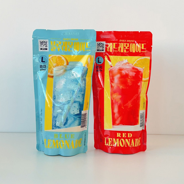 Blue lemonade Korean juice coffee with ice delicious bagged youus ...