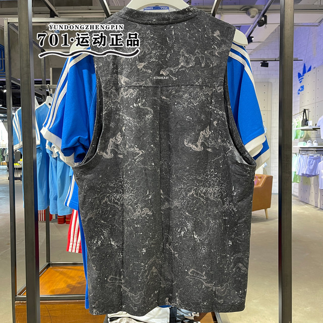 Adidas men's tie-dye vest sports training round neck loose breathable ...