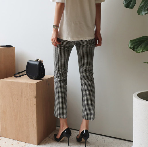 Spot Partysu Korean women's clothing genuine slim foot Linda plaid ...