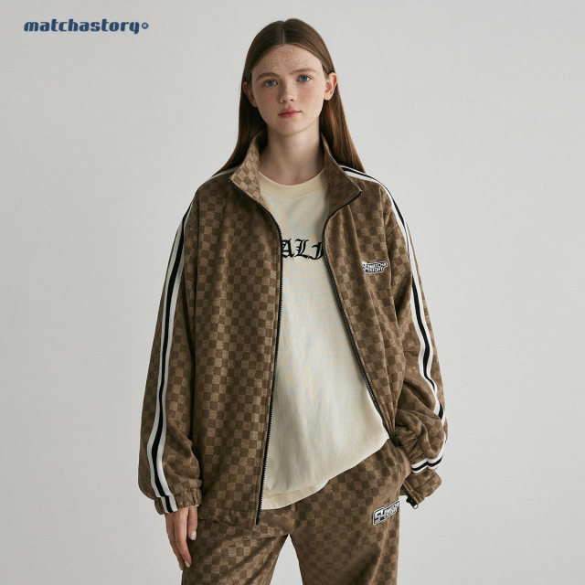 Matcha Story Checkerboard Sports Jacket for Men and Women Spring and ...