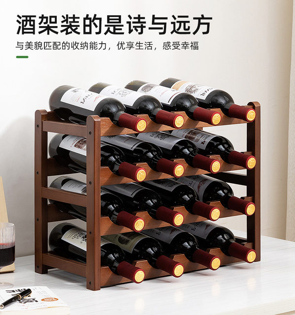 Wine racks, wine rack wine grid storage bottle display shelf solid wood ...