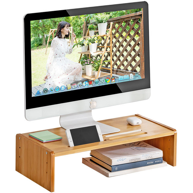 Solid wood neck guard computer monitor screen stand office desktop ...