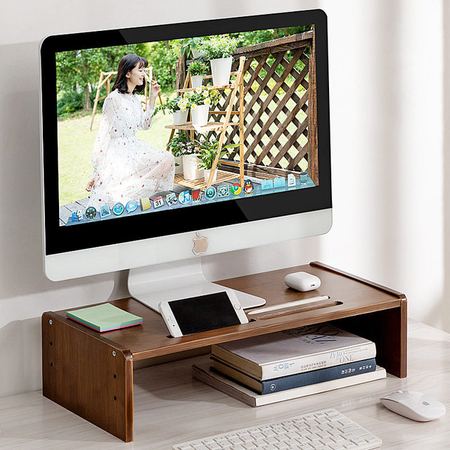 Solid wood neck guard computer monitor screen stand office desktop ...