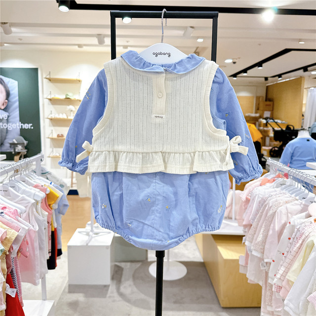 agabang Akabang baby girl long-sleeved jumpsuit + vest set Korea ...