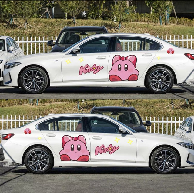 Kirby Car Sticker Cute Cartoon Car Sticker Modified Car Body Latte ...