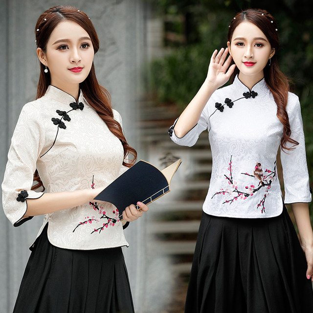 Improved cheongsam top fashionable short Tang suit Chun Republic style ...