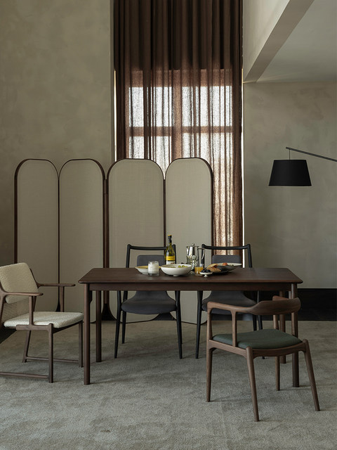 Fanji Four-pillar dining table Living room solid wood dining table New ...