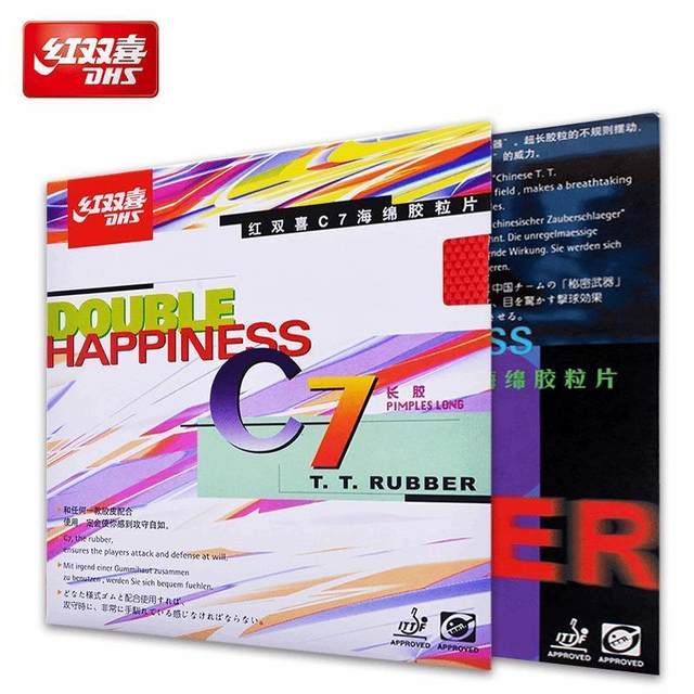 Dhs/Red Double Happiness Table Tennis Racket Long Pips Rubber C7 ...