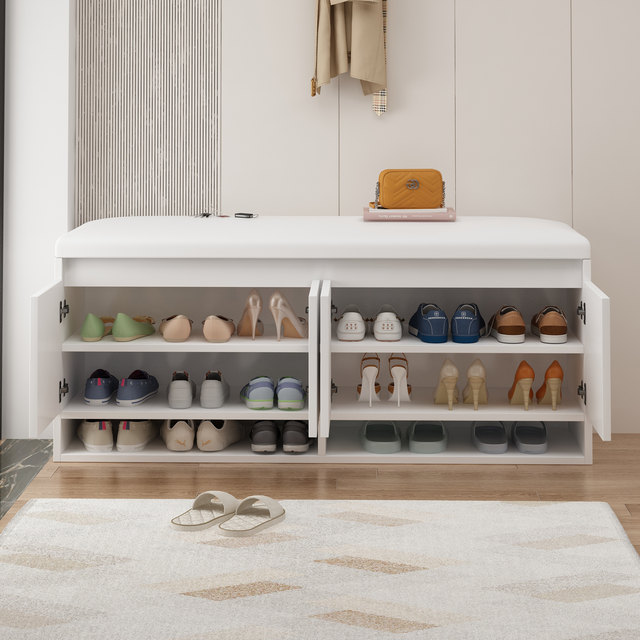 Solid wood shoe-changing stool at the door, light luxury and high-end ...