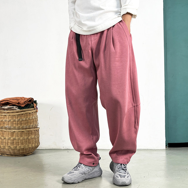 Retro straight solid color sweatpants for men in autumn and winter ...