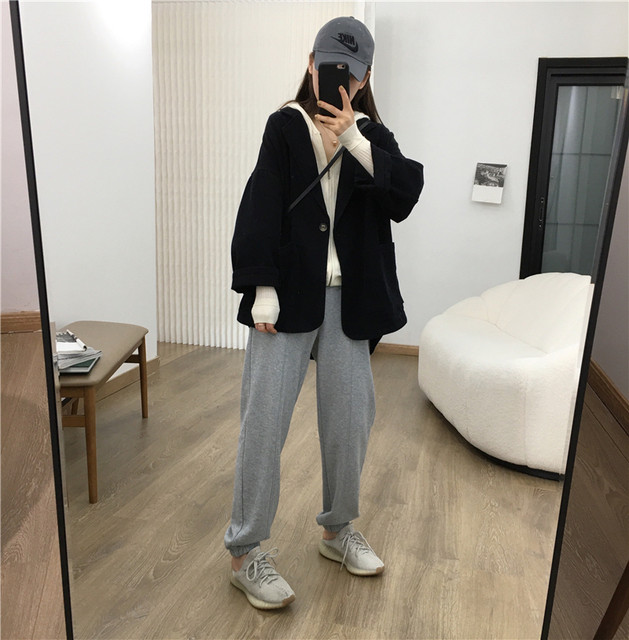 Recommended spring and autumn retro lazy style curved hem dropped ...